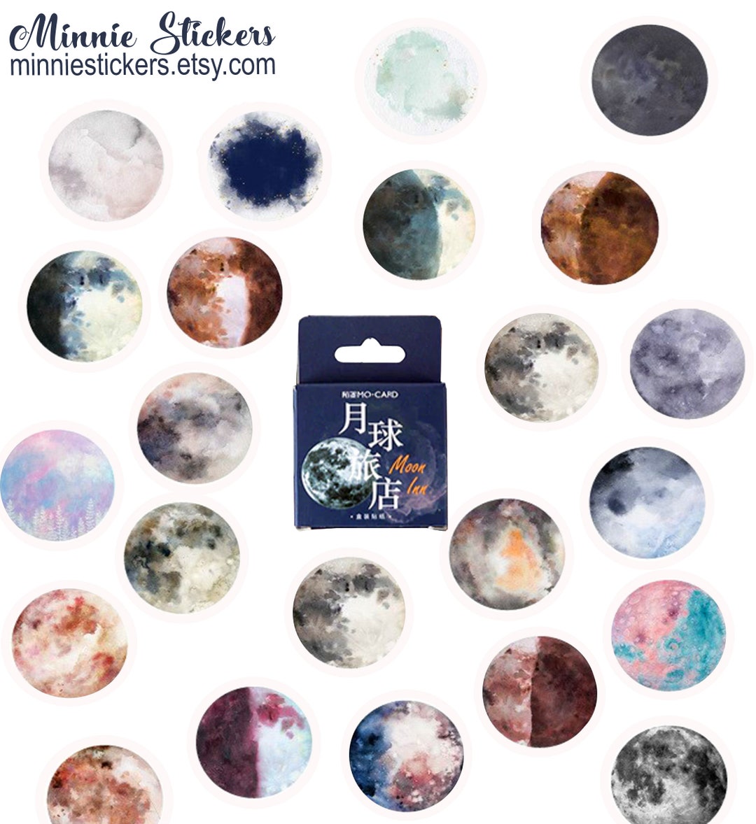 Moon Phases Stickers Set, Moon View Stickers, Galaxy Stickers, Space ...