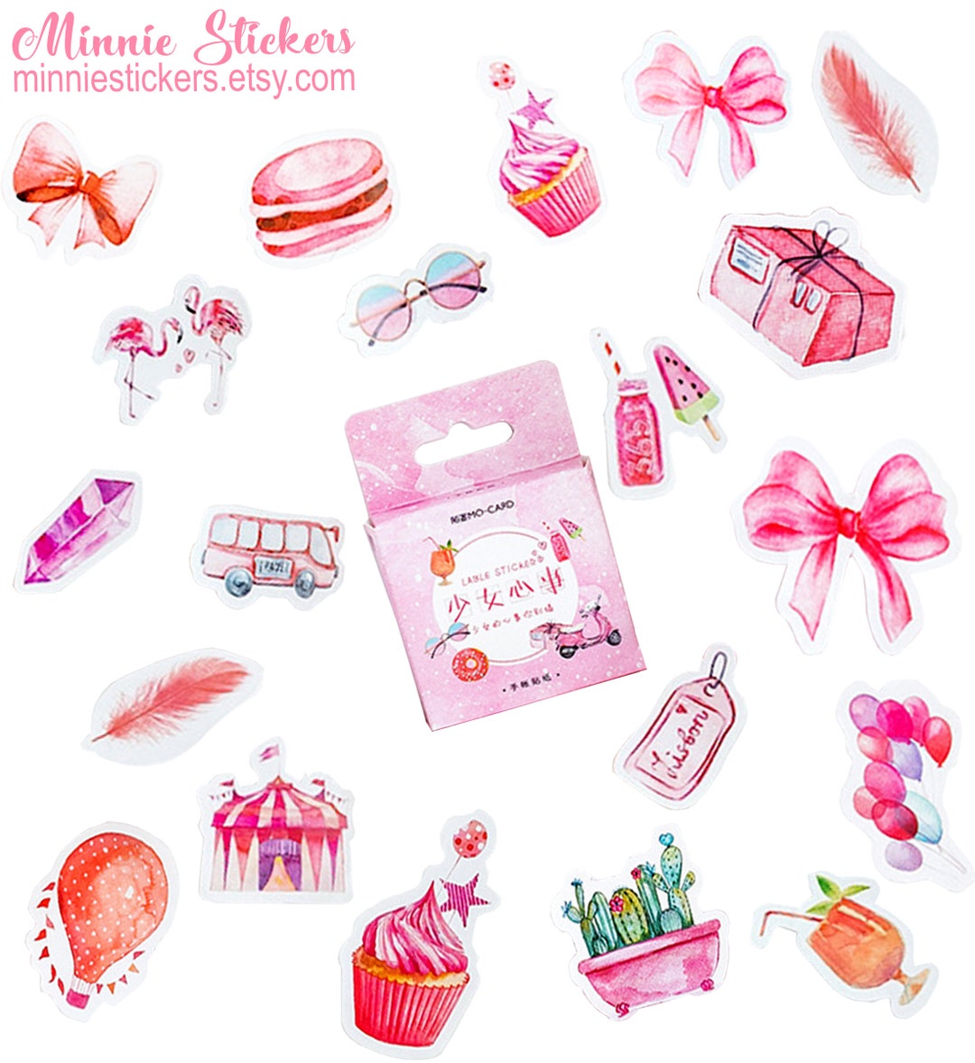45pcs Pink and Purple Stickers, Cute Girl Gift Stickers, Planner Diary ...