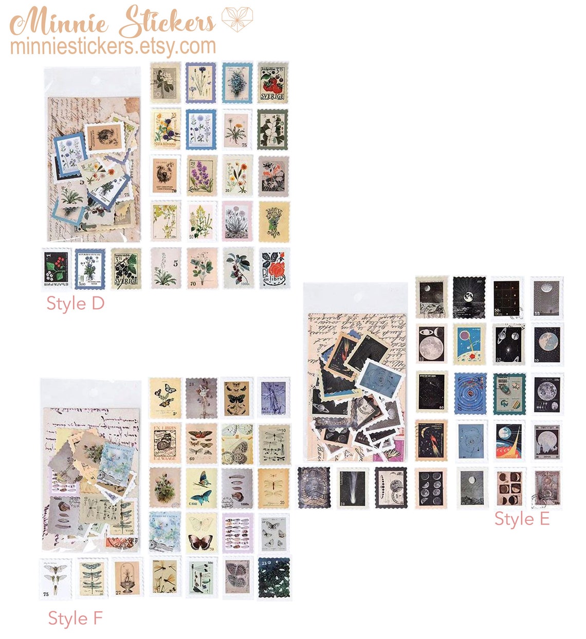 46pcs Vintage Sticker Pack Decorative Collage Stamp Stickers | Etsy