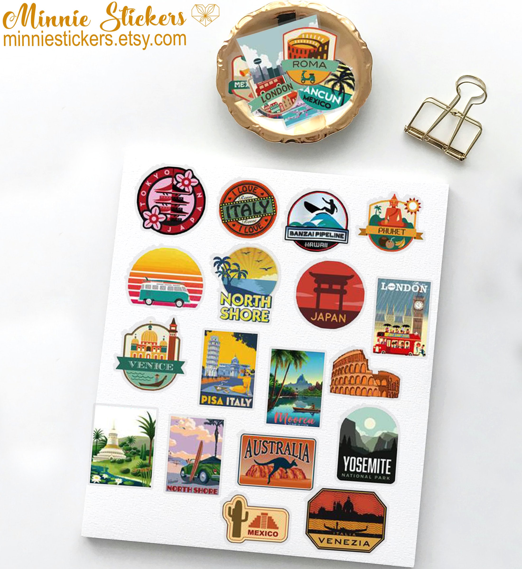 50pcs Travel Cityscape Stickers, Travel Stickers Pack, Waterproof ...