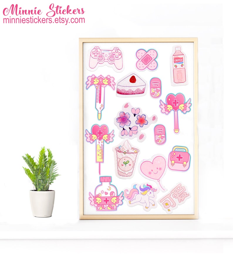 46pcs Kawaii Pink Sticker Set Cute Girl Pink Stickers Cute - Etsy