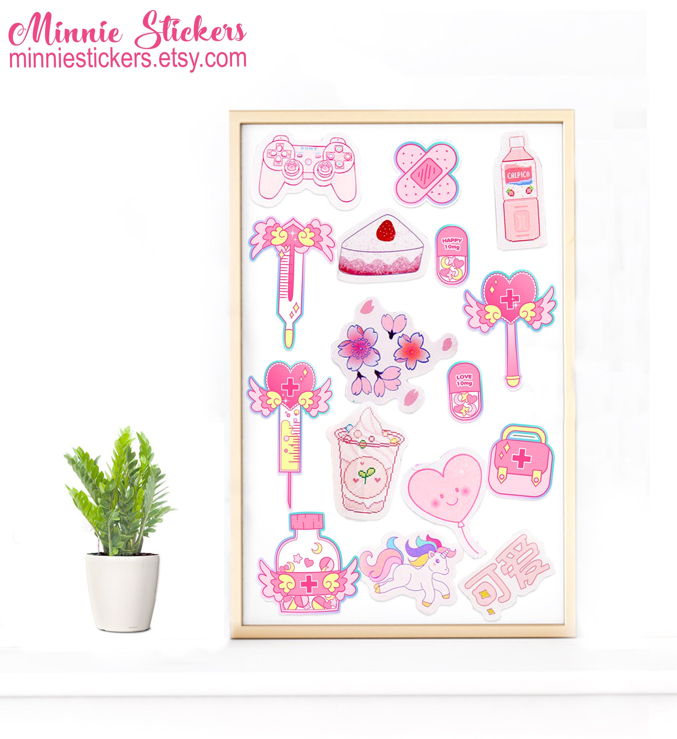46pcs Kawaii Pink Sticker Set Cute Girl Pink Stickers Cute - Etsy