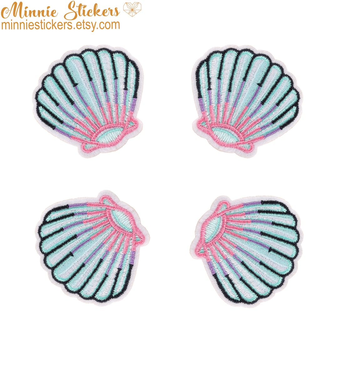 Iron on Seashell Patch, Mermaid Shell Applique, Embroidered Patches ...