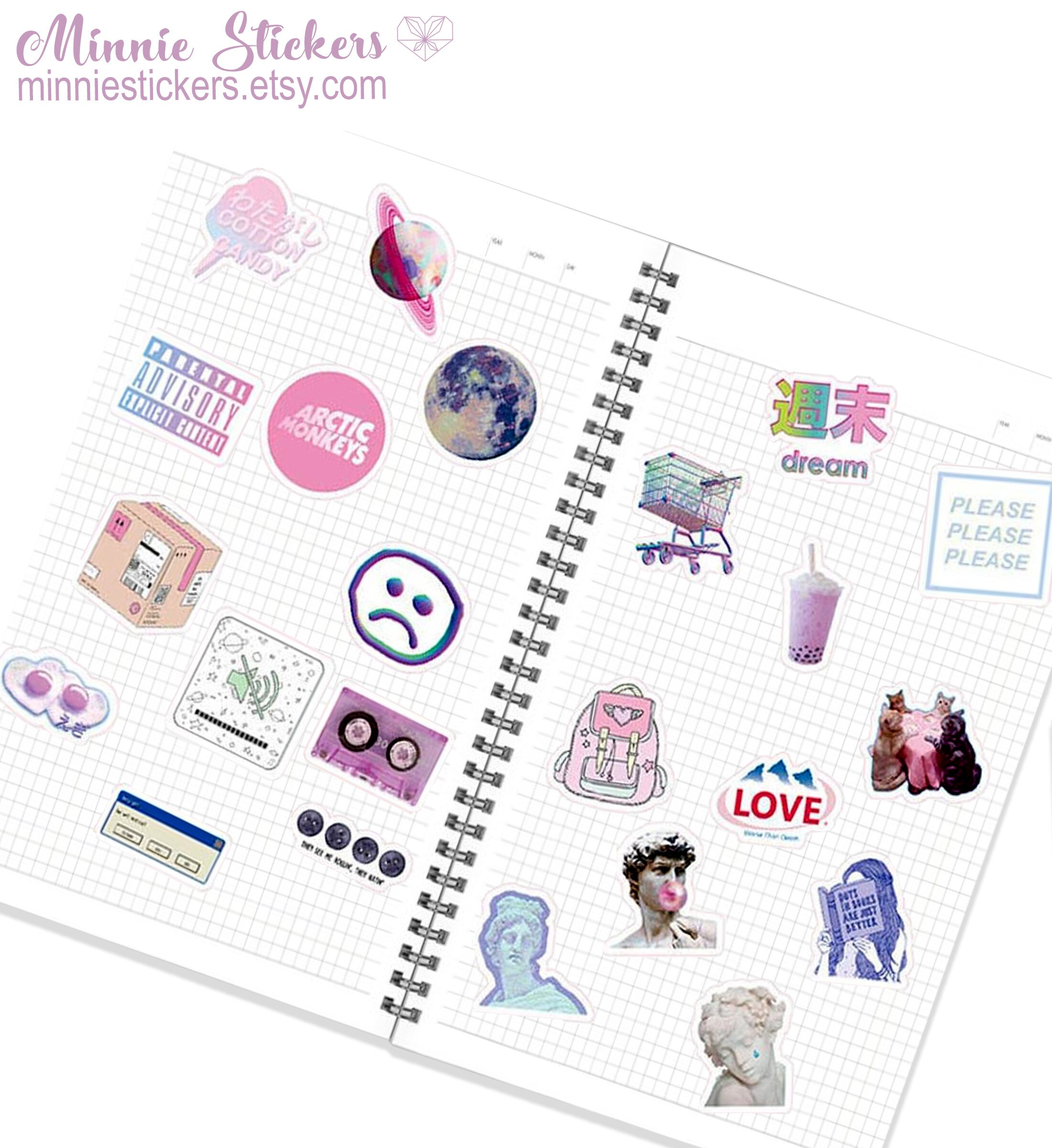 46pcs Visco Stickers Colorful Fun Stickers Many Styles - Etsy 日本