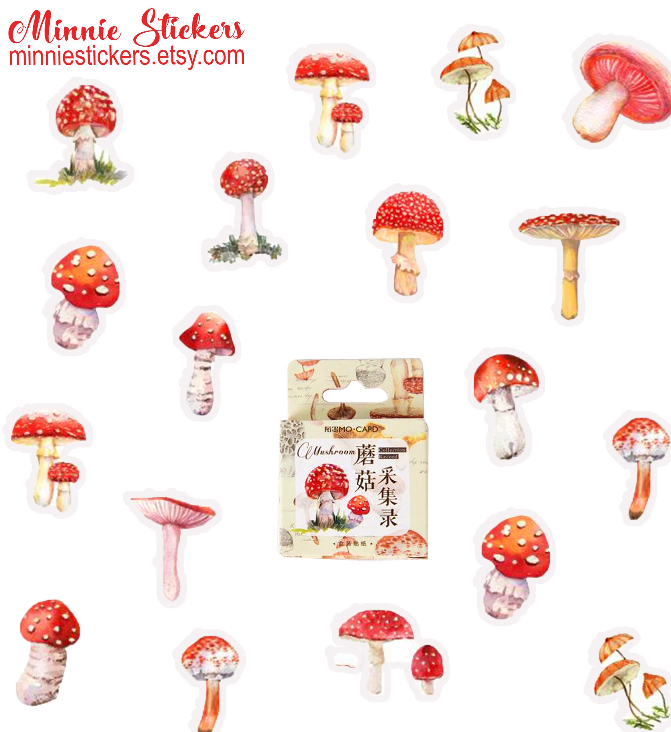 45pcs Red Mushroom Sticker Set Mushroom Caps Stickers Kawaii | Etsy