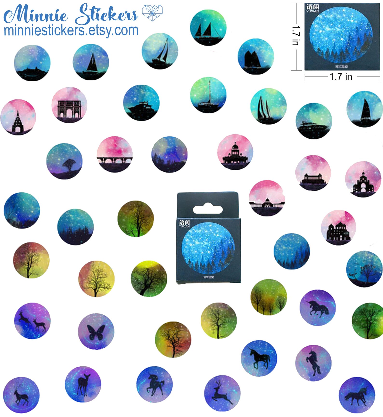 50pcs Aesthetic Galaxy Stickers Night Sky Stickers Galaxy | Etsy