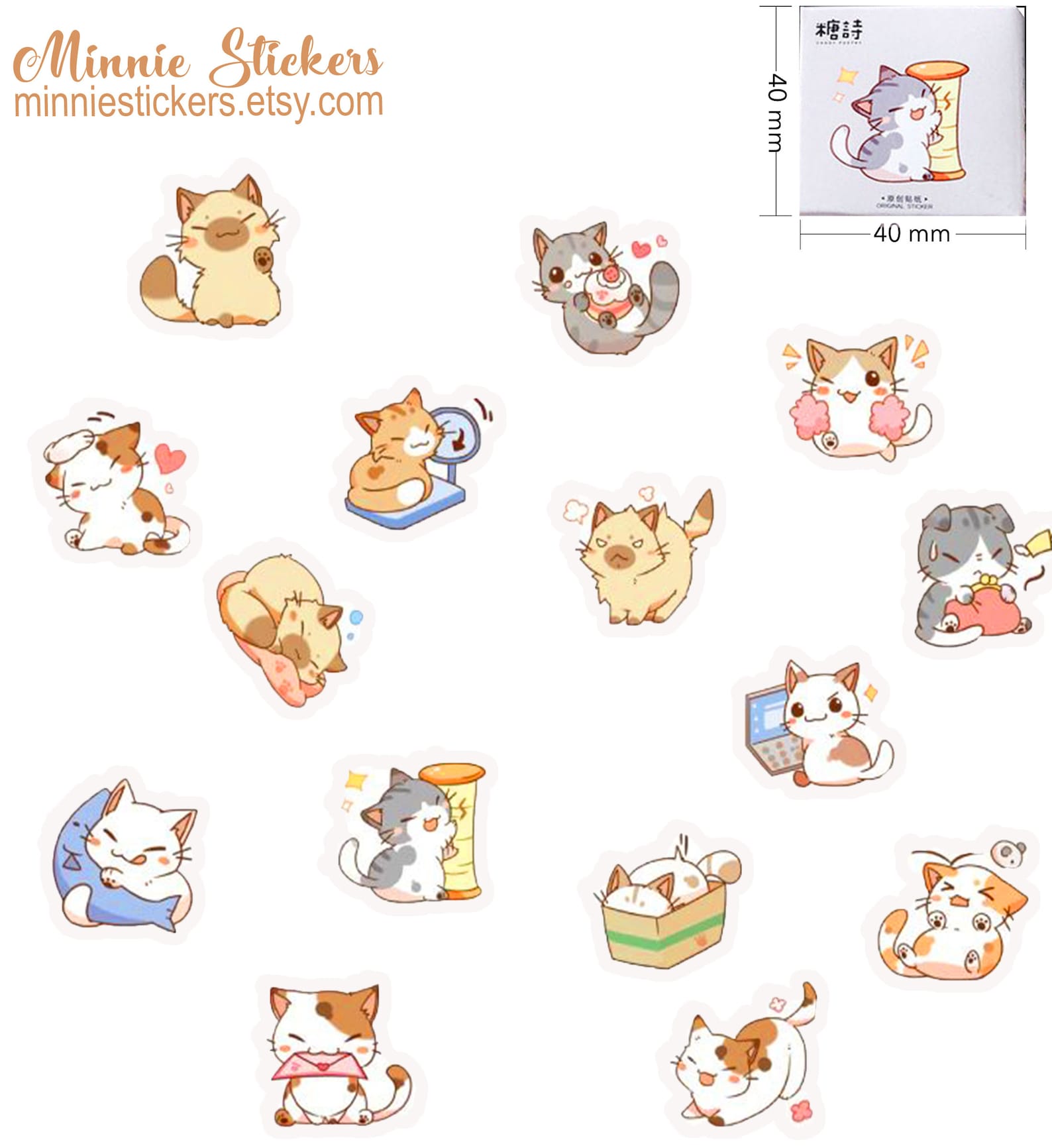 45pcs Cat Stickers Cute Cat Stickers Animal Stickers - Etsy