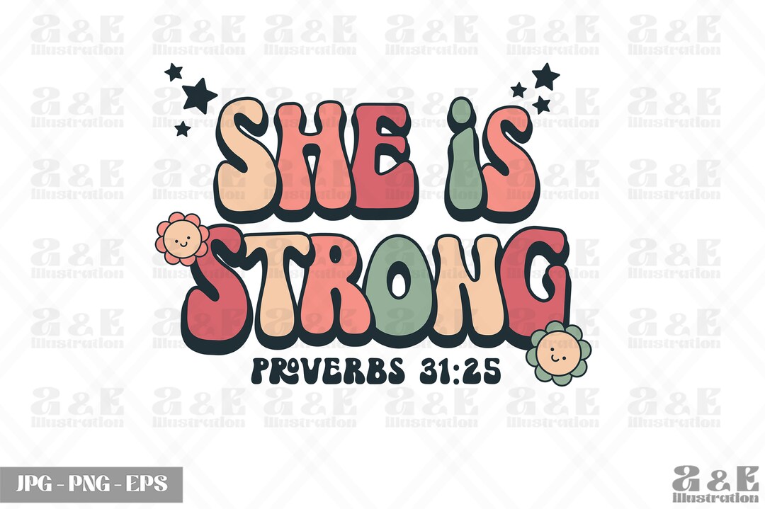 She is Strong Png Design, Christian Digital Download, Bible Quote ...