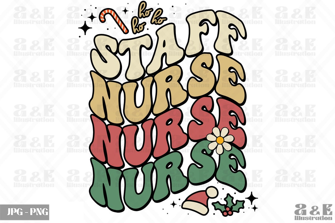 Retro Staff Nurse Christmas PNG: Holiday Sublimation Design (digital ...