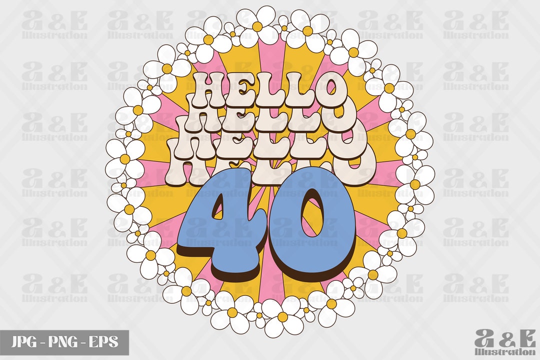 Retro Hello 40th Birthday PNG Design: Party Sublimation (digital ...