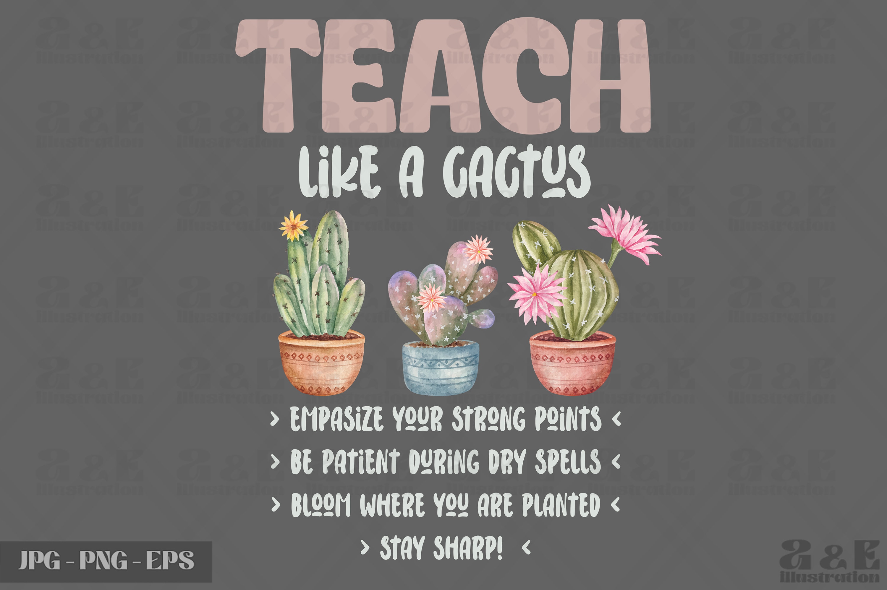 Teach Like a Cactus PNG: Teacher Back to School Design (digital ...