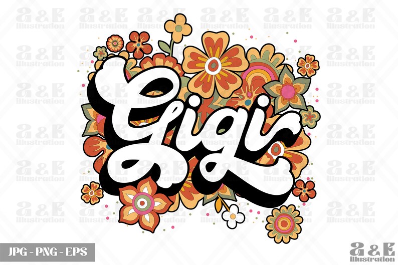Retro Floral Gigi PNG Design: New Grandma, Sublimation (digital ...