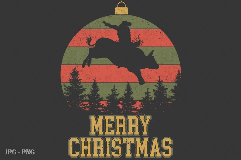 Retro Christmas Rodeo Design: Xmas T-shirt, POD Artwork (digital ...