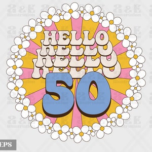 Retro Hello 50th Birthday Png Design, Birthday Digital Download, Party ...