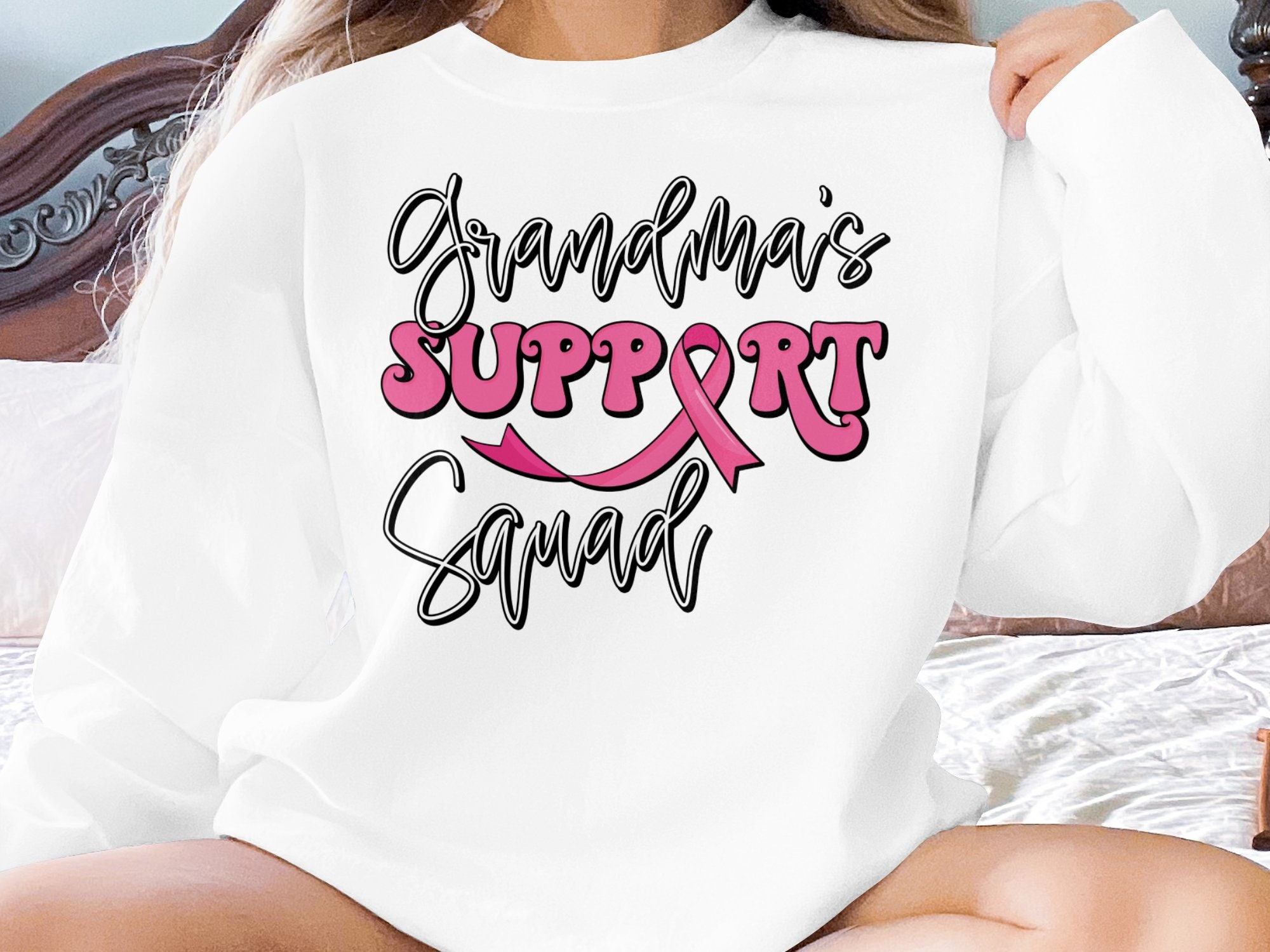 Grandma Support Squad Breast Cancer Png, Pink Ribbon Png, Cancer ...