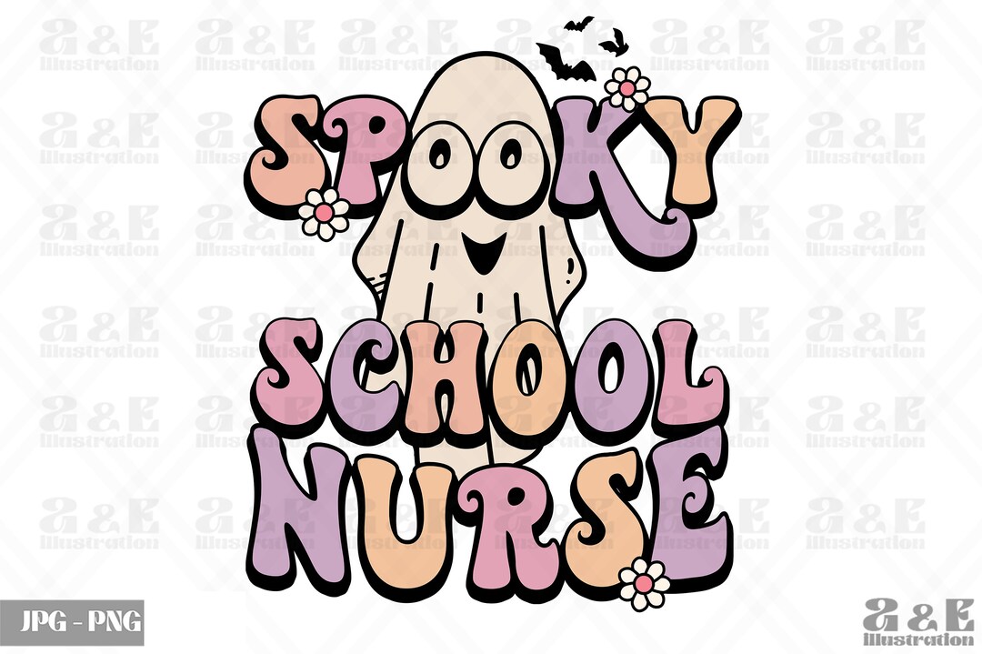 Retro Spooky School Nurse PNG Design: Halloween Clipart (digital ...