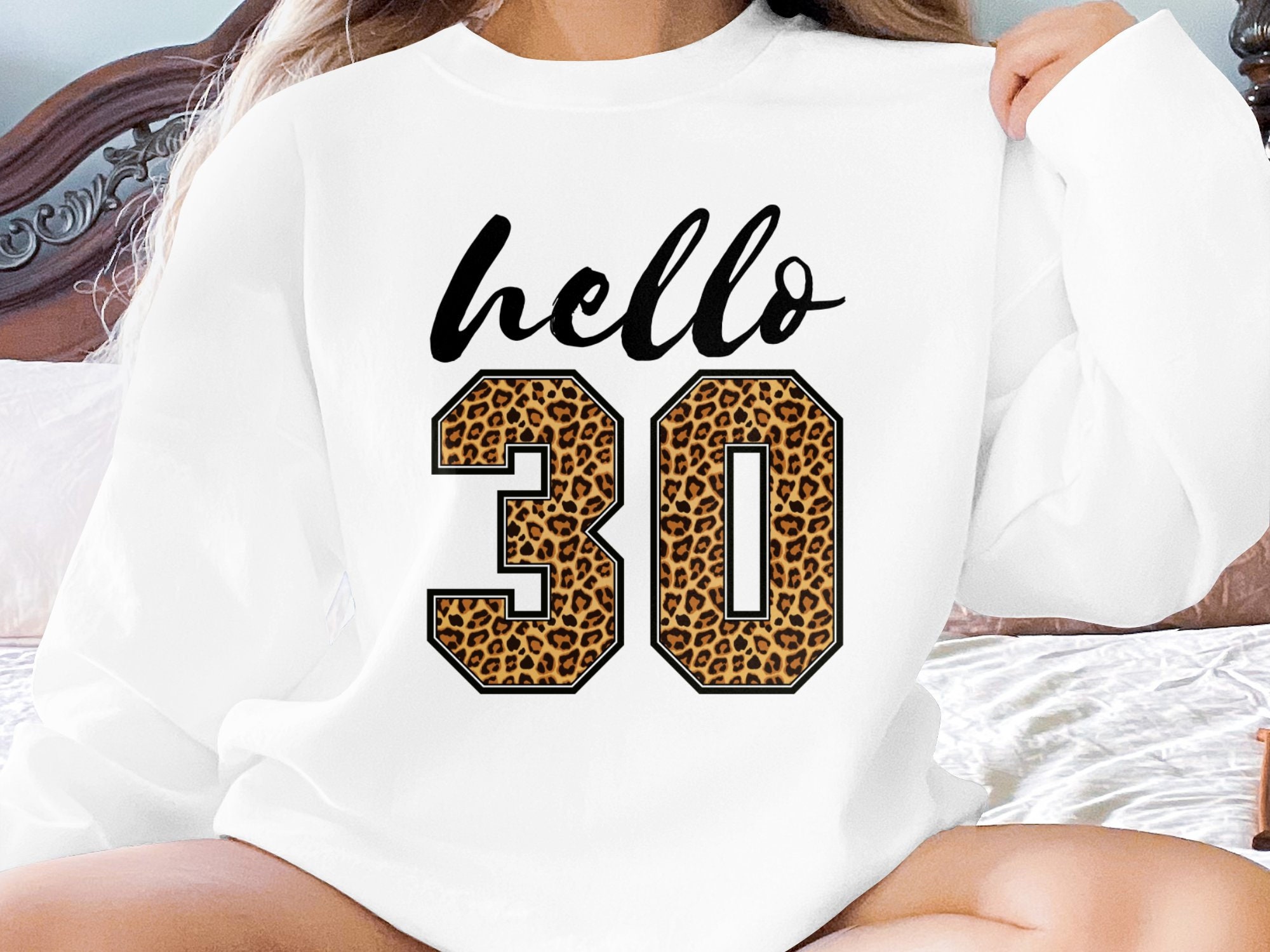 Hello 30 Png Design, Leopard Print Birthday Digital Download, Party ...