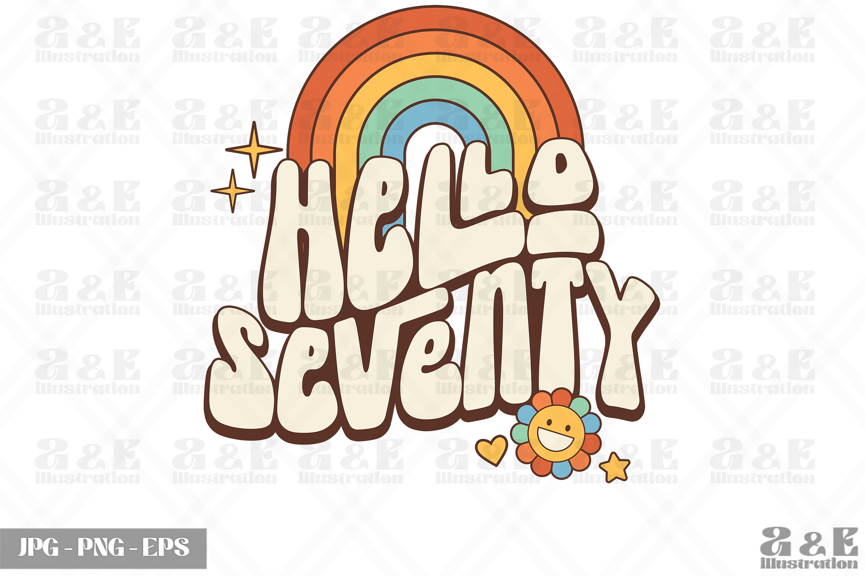 Hello Seventy Png Design: Retro 70th Birthday (digital Download) - Etsy