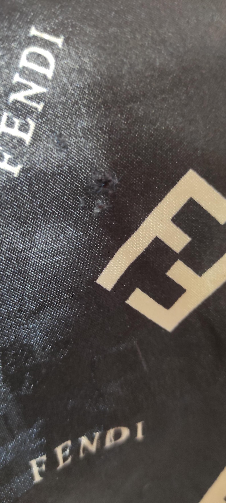 Vintage Authentic Fendi Iconic Logo Monogram Black Silk Square Scarf ...