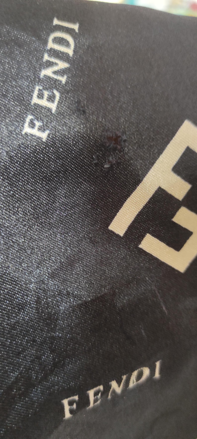 Vintage Authentic Fendi Iconic Logo Monogram Black Silk Square Scarf ...