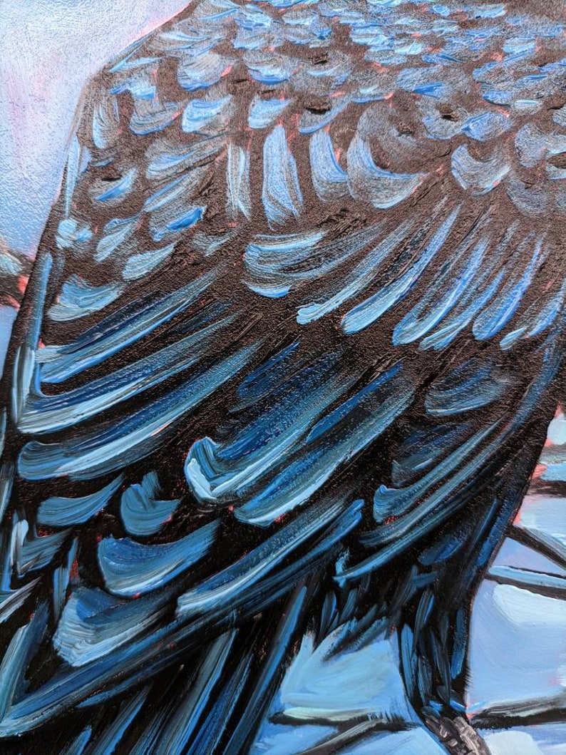 Raven Oil Painting Original on Canvas Two Ravens Art Work - Etsy
