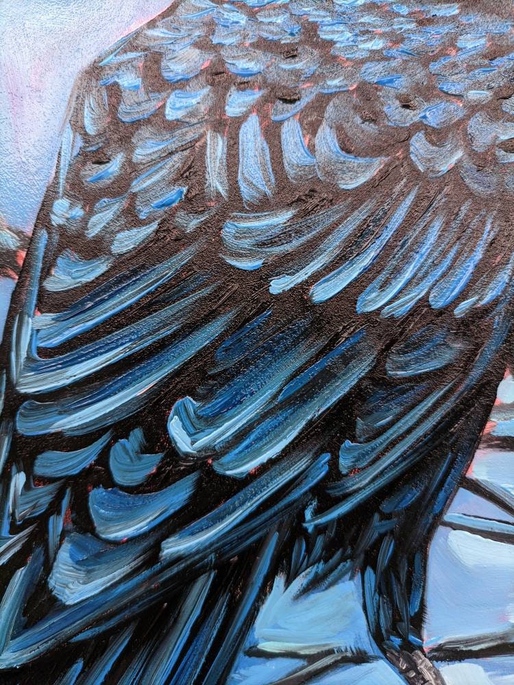 Raven Oil Painting Original on Canvas Two Ravens Art Work - Etsy