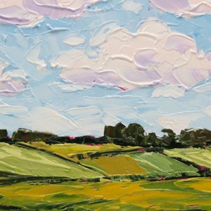 Cloud Painting Original Small Midwest Landscape Painting Prairie Grass ...