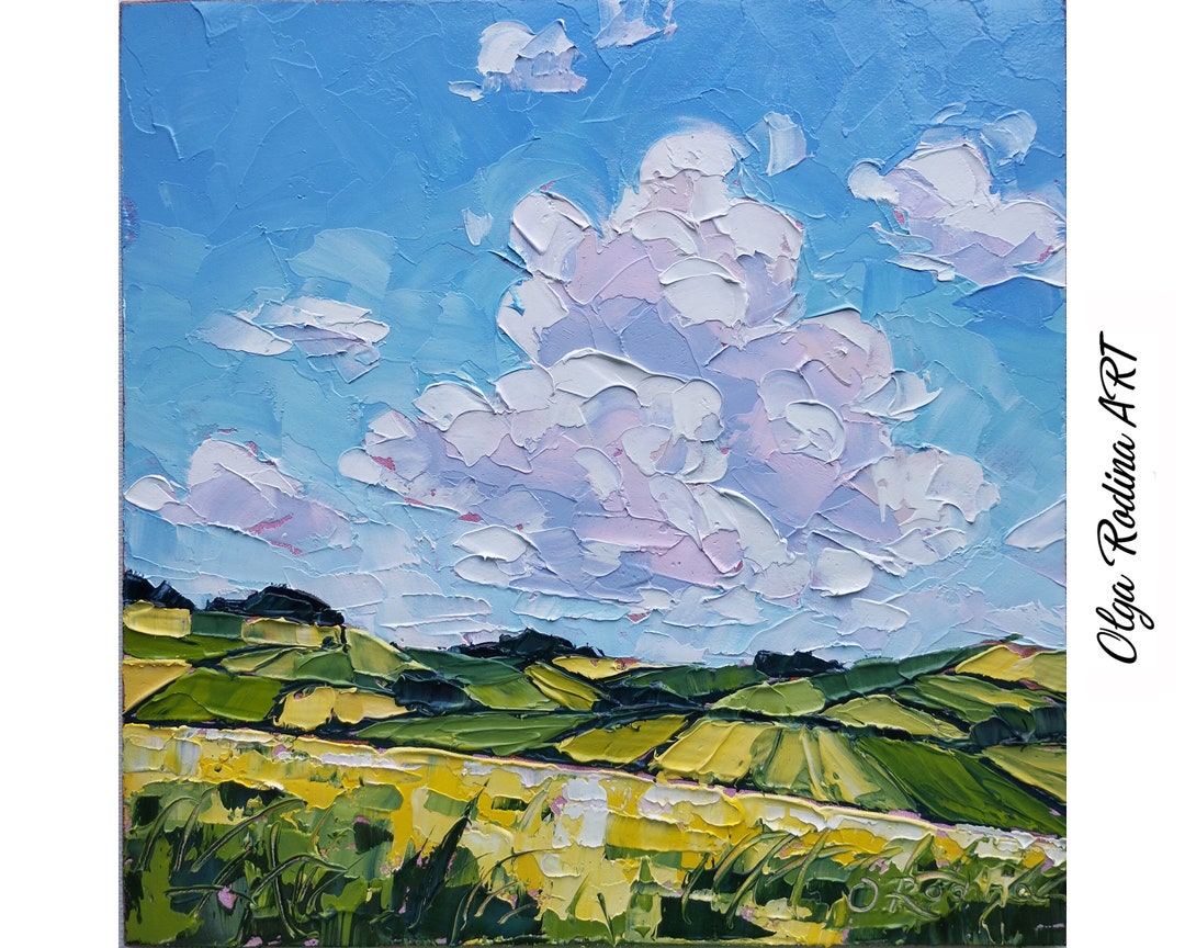 Cloud Painting Original Small Midwest Landscape Painting - Etsy