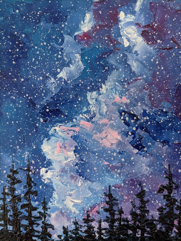 Lake Night Sky Painting Original Nocturne Painting Starry Night Milky ... Lake Night Sky Painting Original Nocturne Painting Starry Night Milky ...
