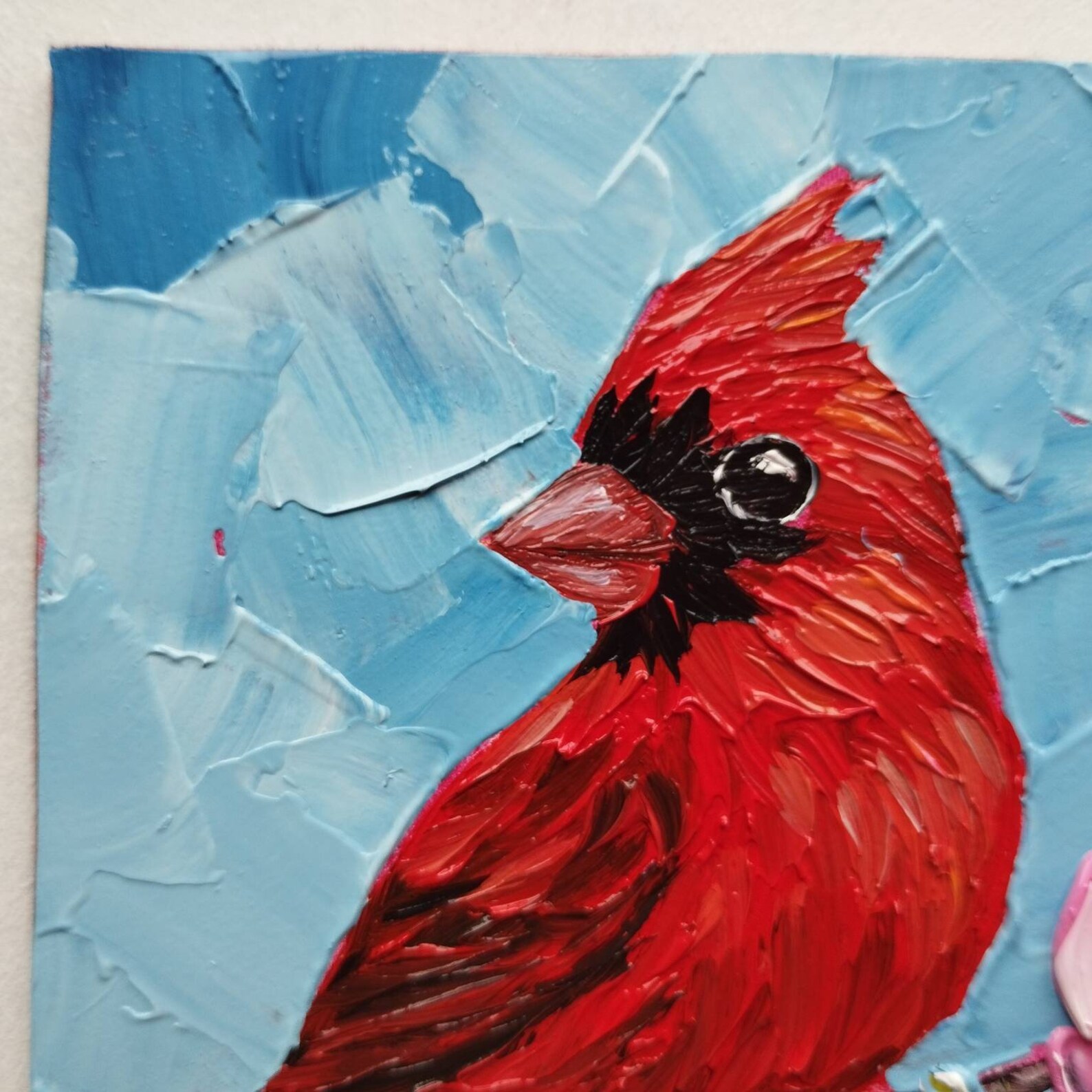 Red Cardinal Painting Original Small Bird Painting Cardinal - Etsy