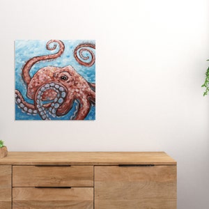 Octopus Original Painting on Canvas Giant Octopus Oil Painting Marine ...