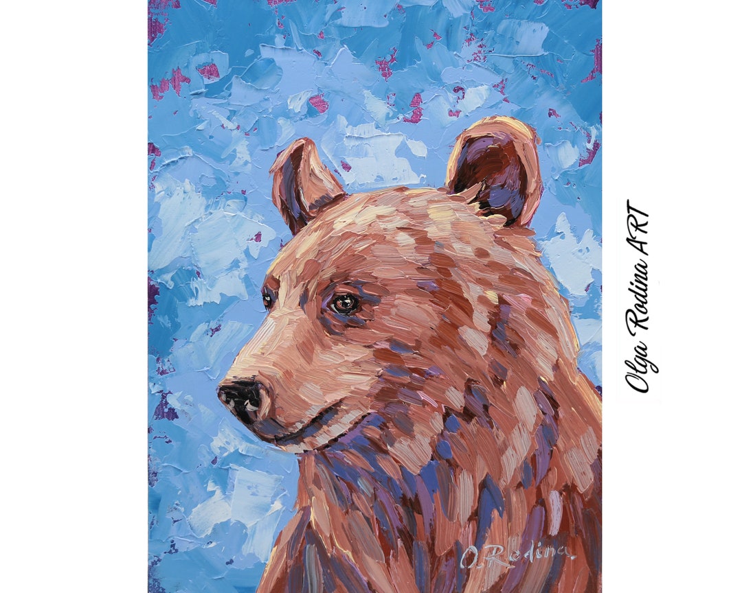 Brown Bear Oil Painting Original Grizzly Bear Art Work 6x8 Animal ...