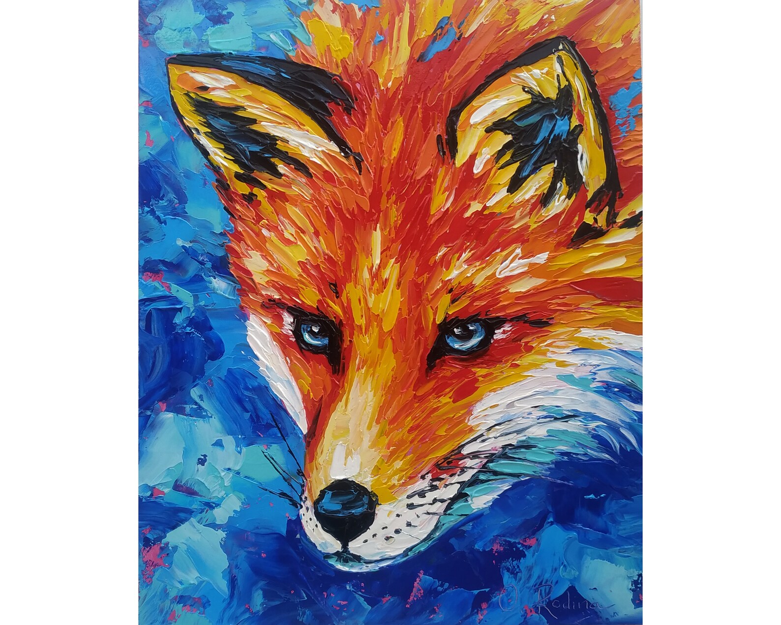 Fiery Fox Painting Palette Knife Fox Oil Painting Original Art | Etsy