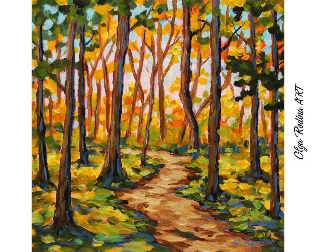 Forest Wall Art Forest Path Painting Original Tree Landscape Acrylic ...