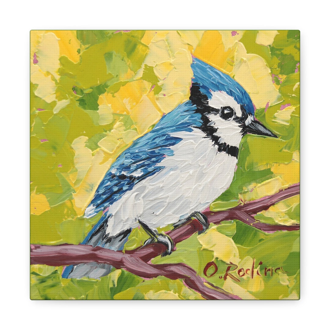 Blue Jay Bird Canvas Print Blue Jay Art Print Bird Oil Painting Print ...