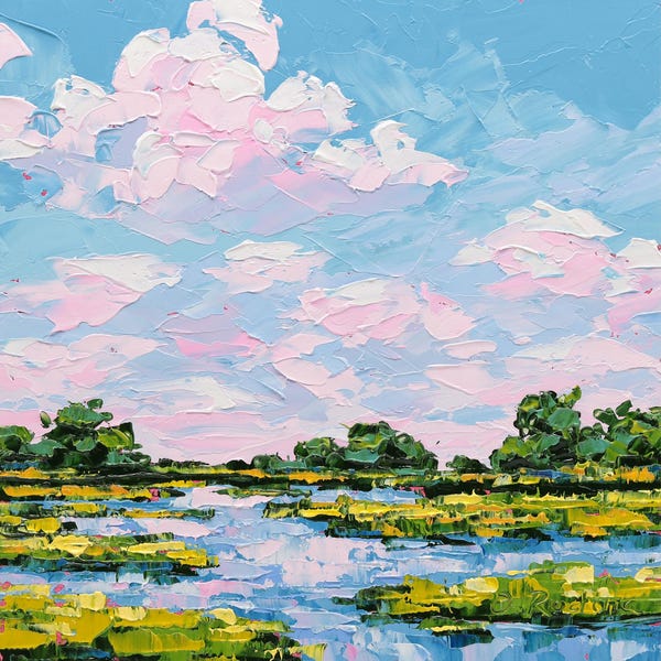 Pink Marsh Painting - Etsy