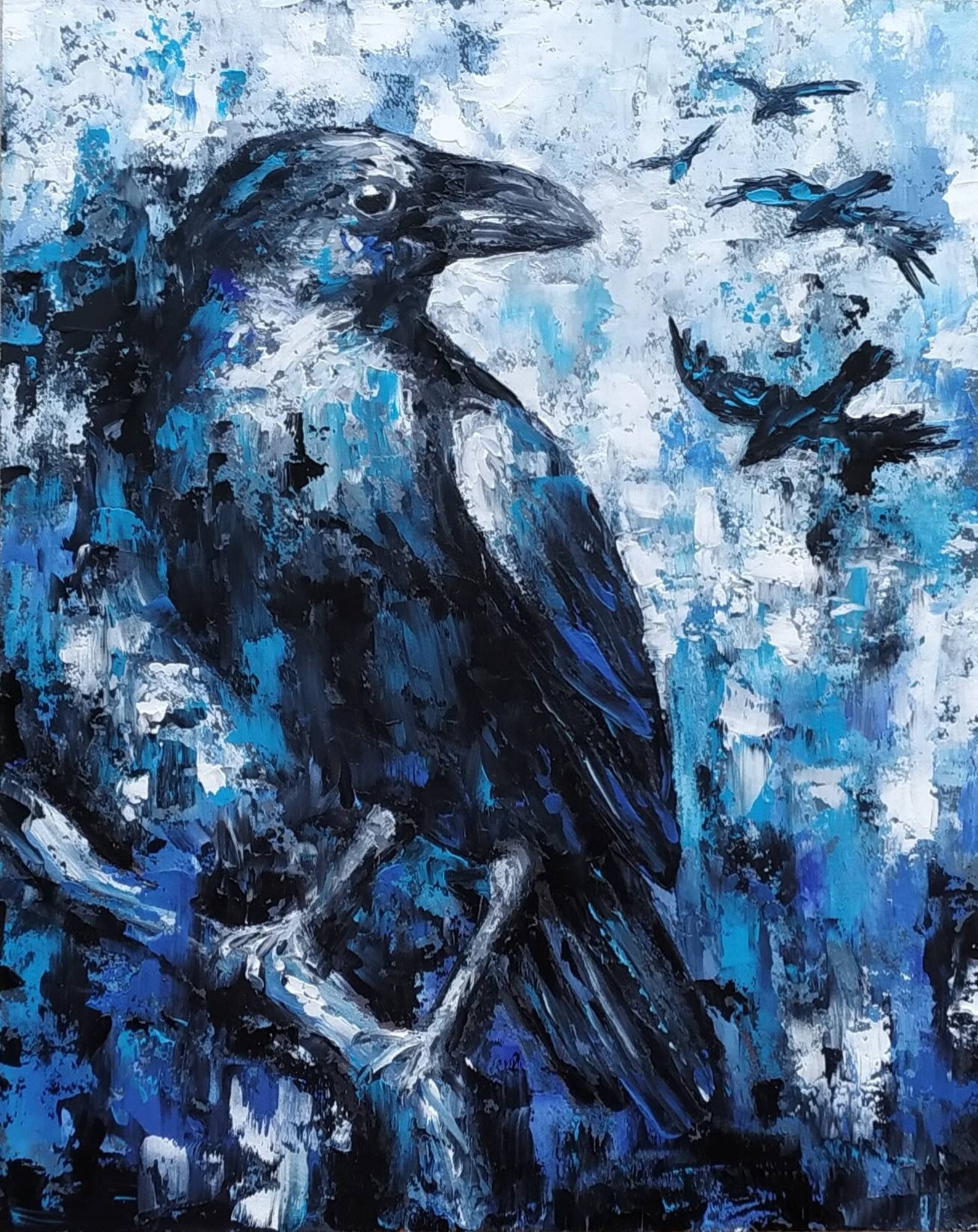 Raven artwork Raven oil painting original on panel 10x8 inch. | Etsy
