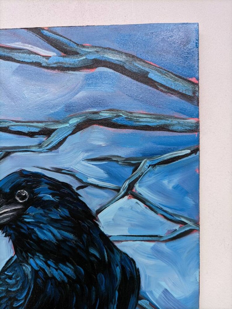 Raven Oil Painting Original on Canvas Two Ravens Art Work - Etsy
