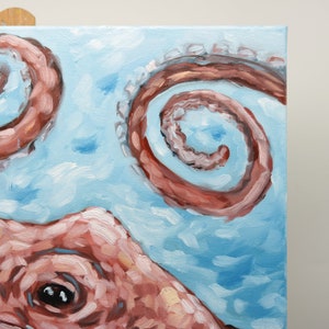 Octopus Original Painting on Canvas Giant Octopus Oil Painting Marine ...