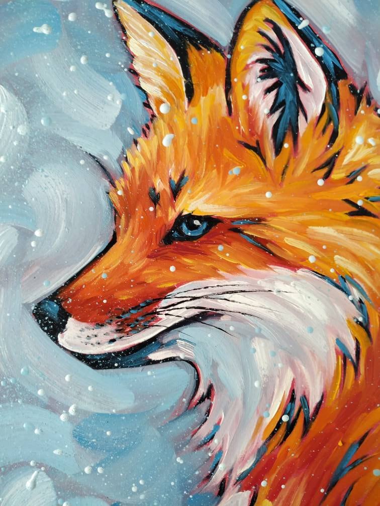 Original Fox Painting Portrait Fox Oil Painting Original Art - Etsy
