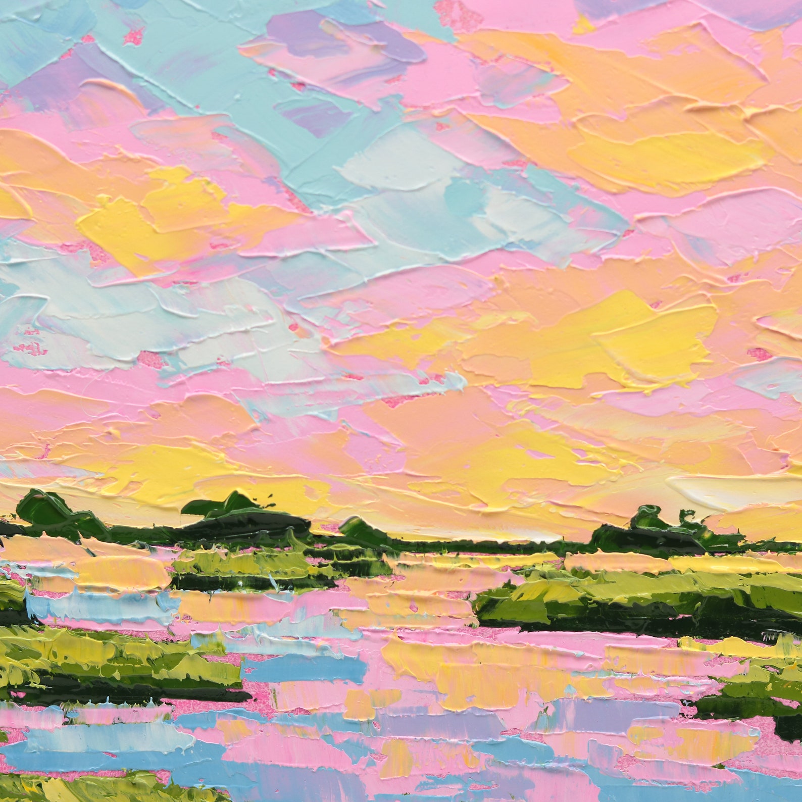 Sunset Over Salt Marsh Painting Oil Original Low Country Landscape ...