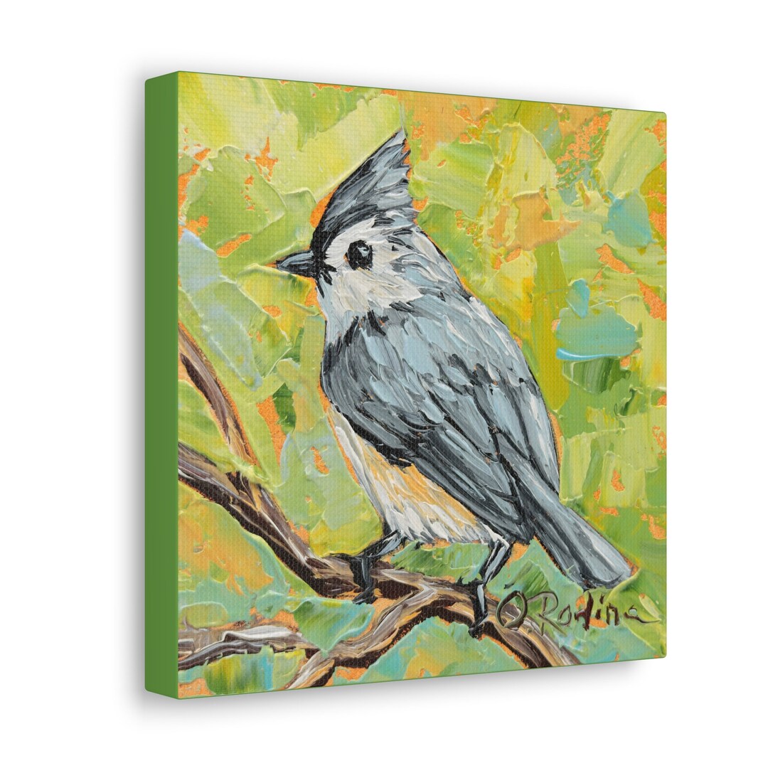 Tufted Titmouse Bird Print on Canvas Bird Oil Painting Print Tufted ...