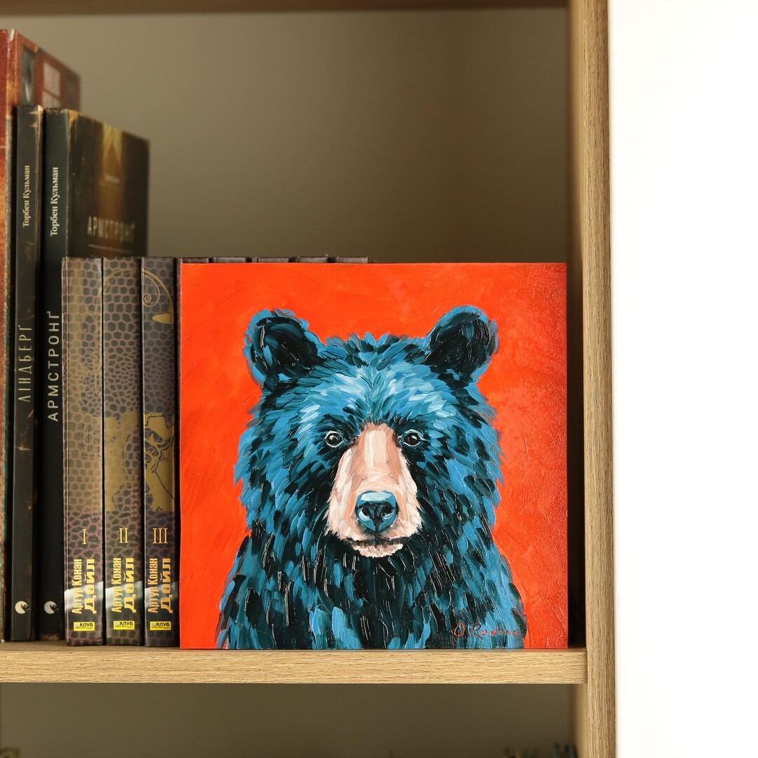Black Bear Oil Painting Original 8x8 Animal Art - Etsy