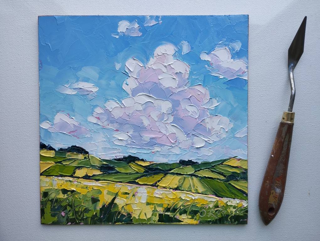 Cloud Painting Original Small Midwest Landscape Painting - Etsy