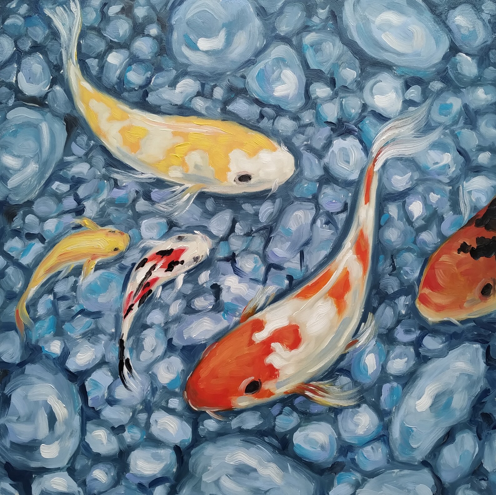 Koi fish painting koi fish art original oil painting | Etsy