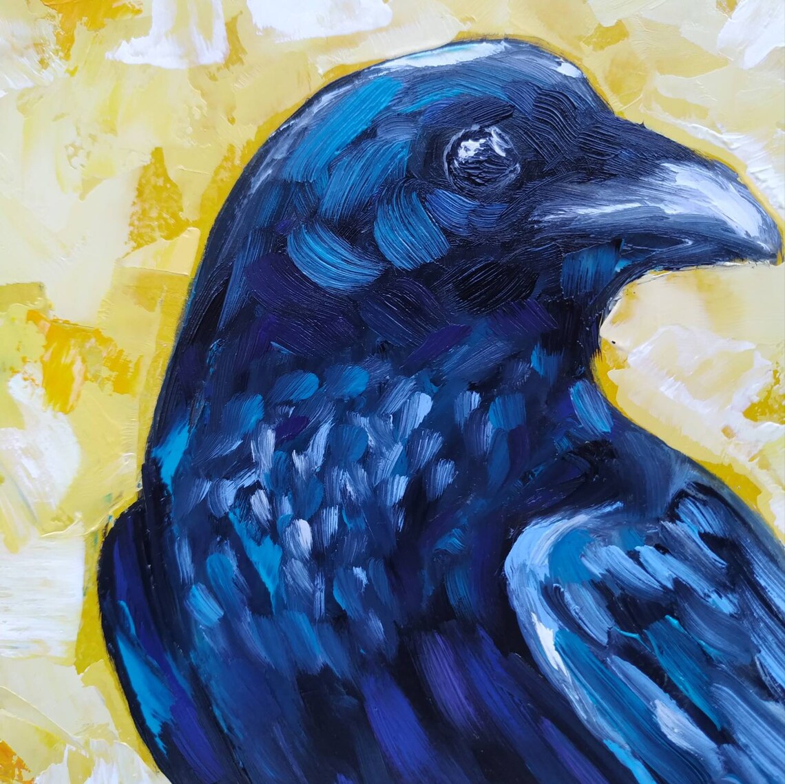 Сrow artwork Raven painting oil original on panel 8x10 | Etsy