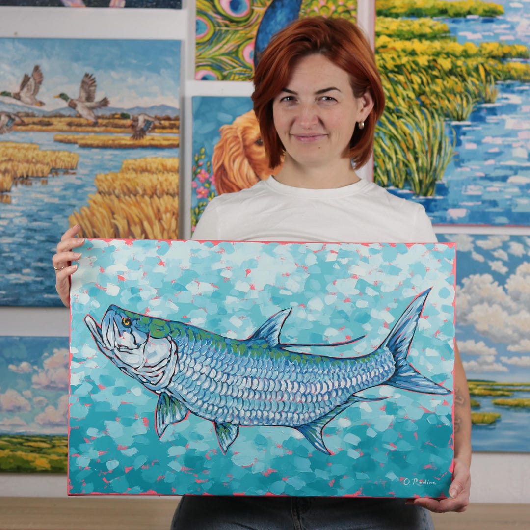 Original Tarpon Oil Painting on Canvas: Coastal Nautical Wall Art - Etsy