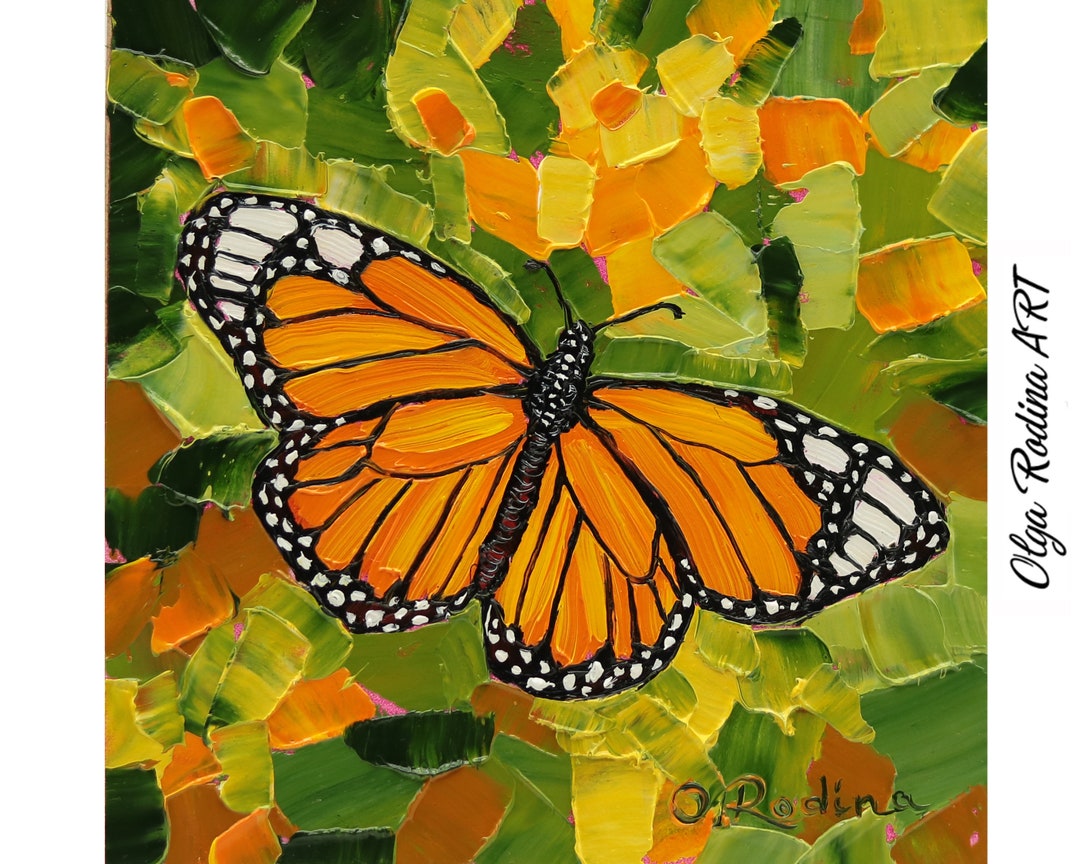 Monarch Butterfly Oil Painting Original on Canvas Butterfly Art Work ...