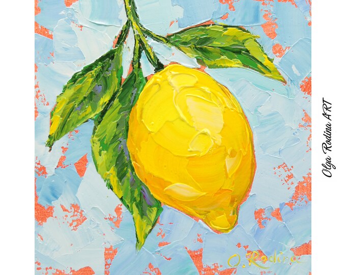 6x6 Lemon Oil Painting Original Palette Knife Painting Fruit Citrus Art ...