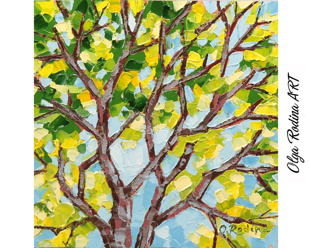Tree Painting Small Impasto Oil Painting Original Abstract Tree Wall ...